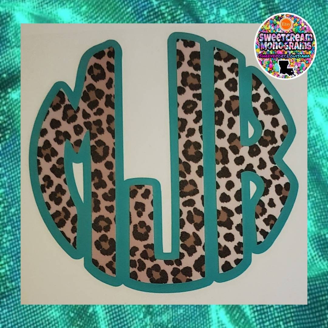 Leopard Vinyl Monogram Car Decalleopard Print Decal for - Etsy
