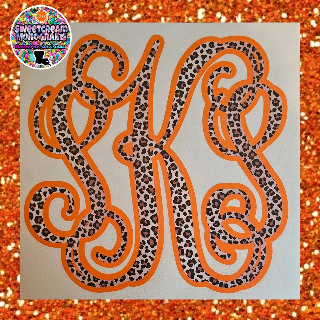 Monogram Vinyl Decal|decal Leopard Monogram Car Decal|leopard Sticker ...