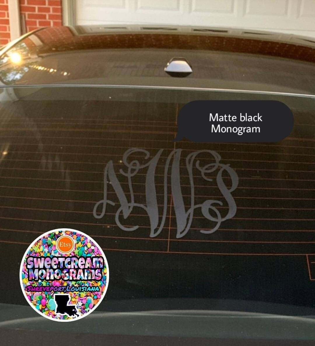 Matte Black Monogram Vinyl Decal|black Monogram Car Decal|matte Black ...
