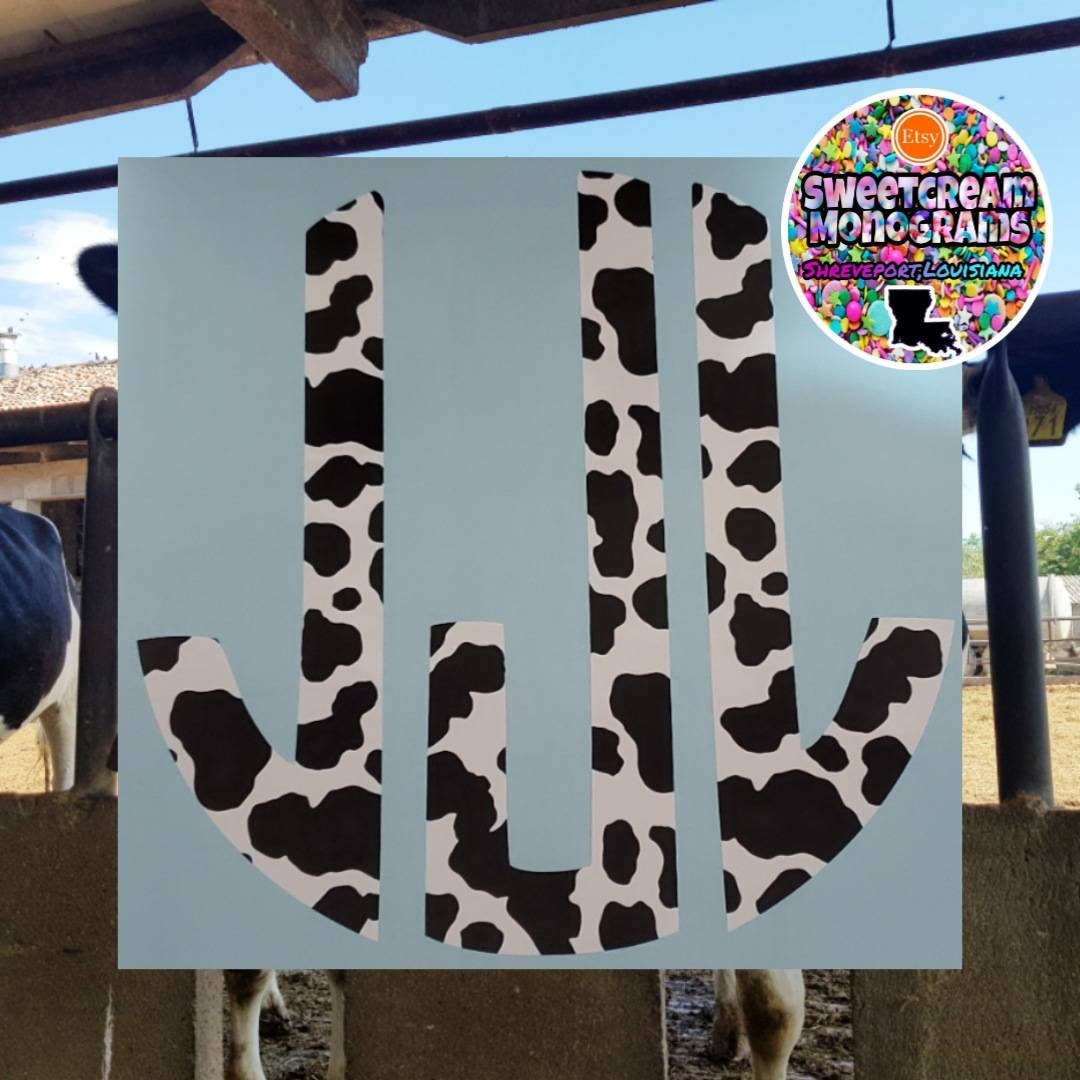 Animal Print Monogram Car Decal|cow Print Monogram Car Decal|animal ...