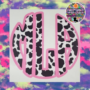 Cow Print Monogram Car Sticker|black and White Cow Print Car Decals|new ...