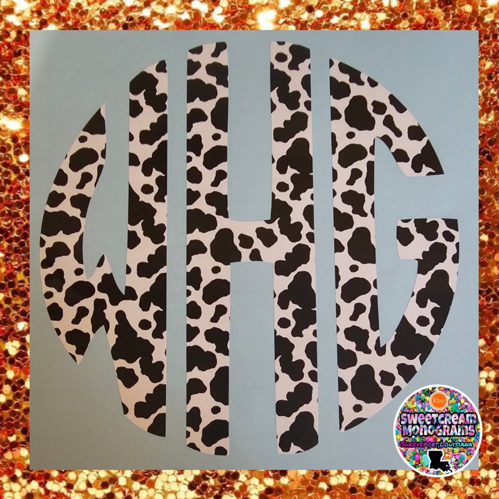 Cow Print Monogram Car Decal: Livestock Car Sticker - Etsy