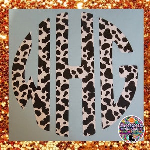 Cow Print Monogram Car Decal|livestock Car Sticker|animal Print ...