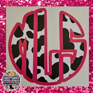 Cow Print Monogram Car Sticker|black and White Cow Print Car Decals|new ...