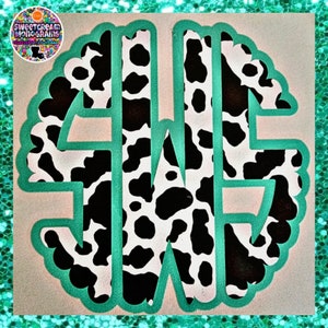 Cow Print Monogram Car Decalcow Spots Monogram Car Stickeranimal Print ...