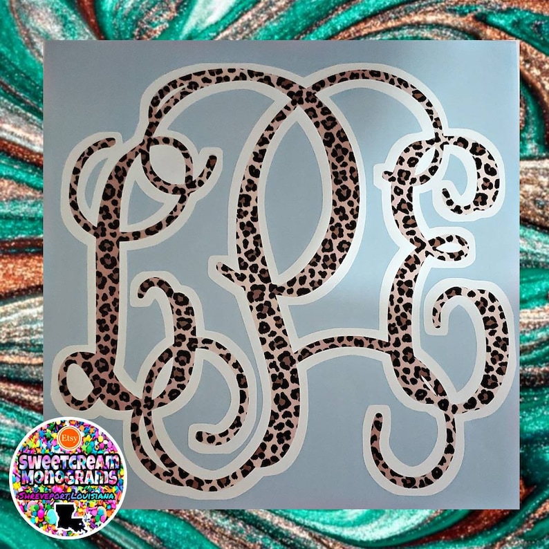 Leopard Print Monogram Vinyl Decal: Personalized Car Laptop Sticker - Etsy