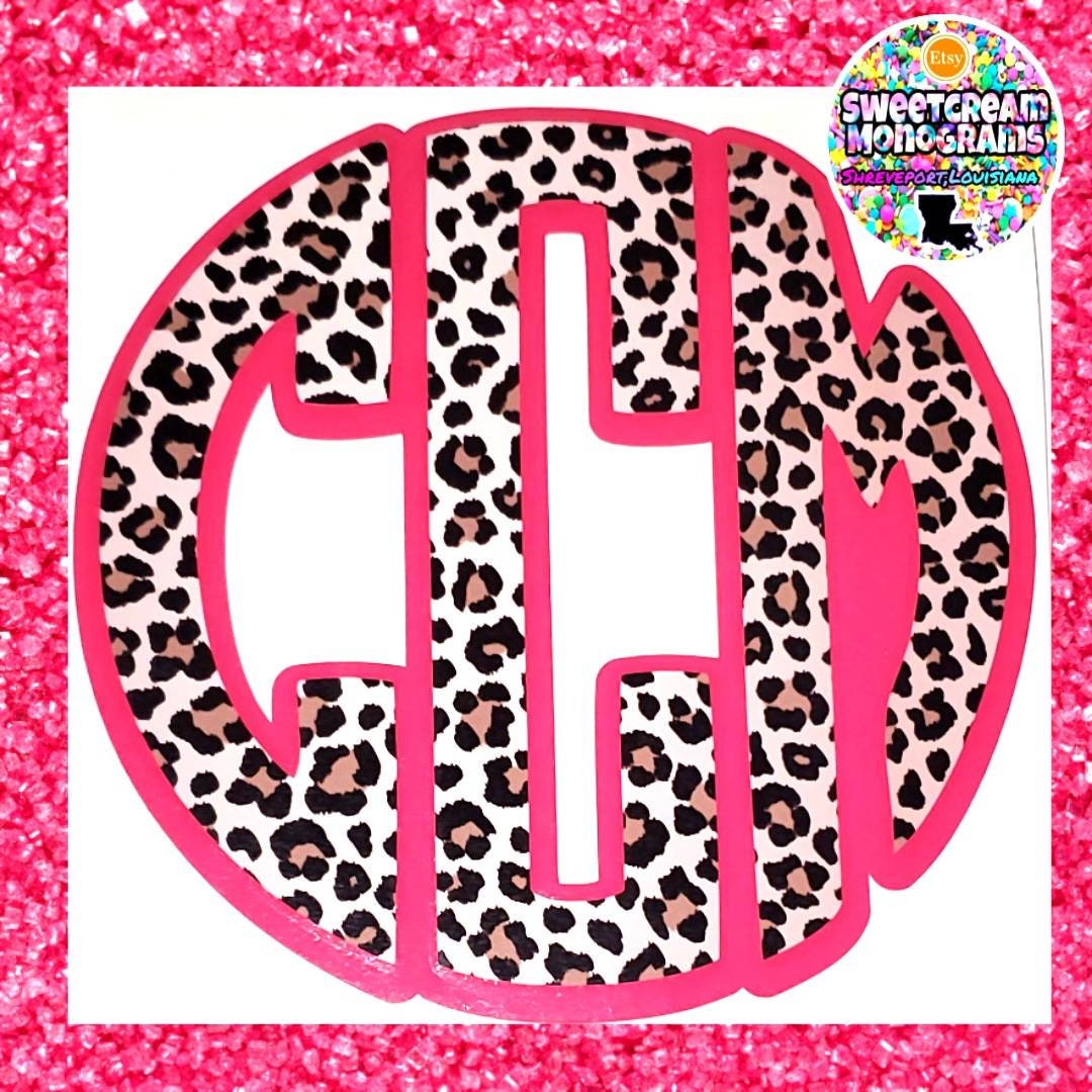 Leopard Vinyl Monogram Car DecalLeopard Print Decal for | Etsy