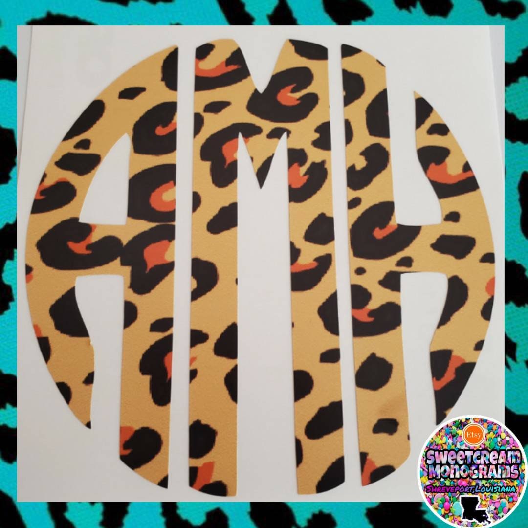 Leopard Print Monogram Car Decal: Cheetah Initial Sticker - Etsy