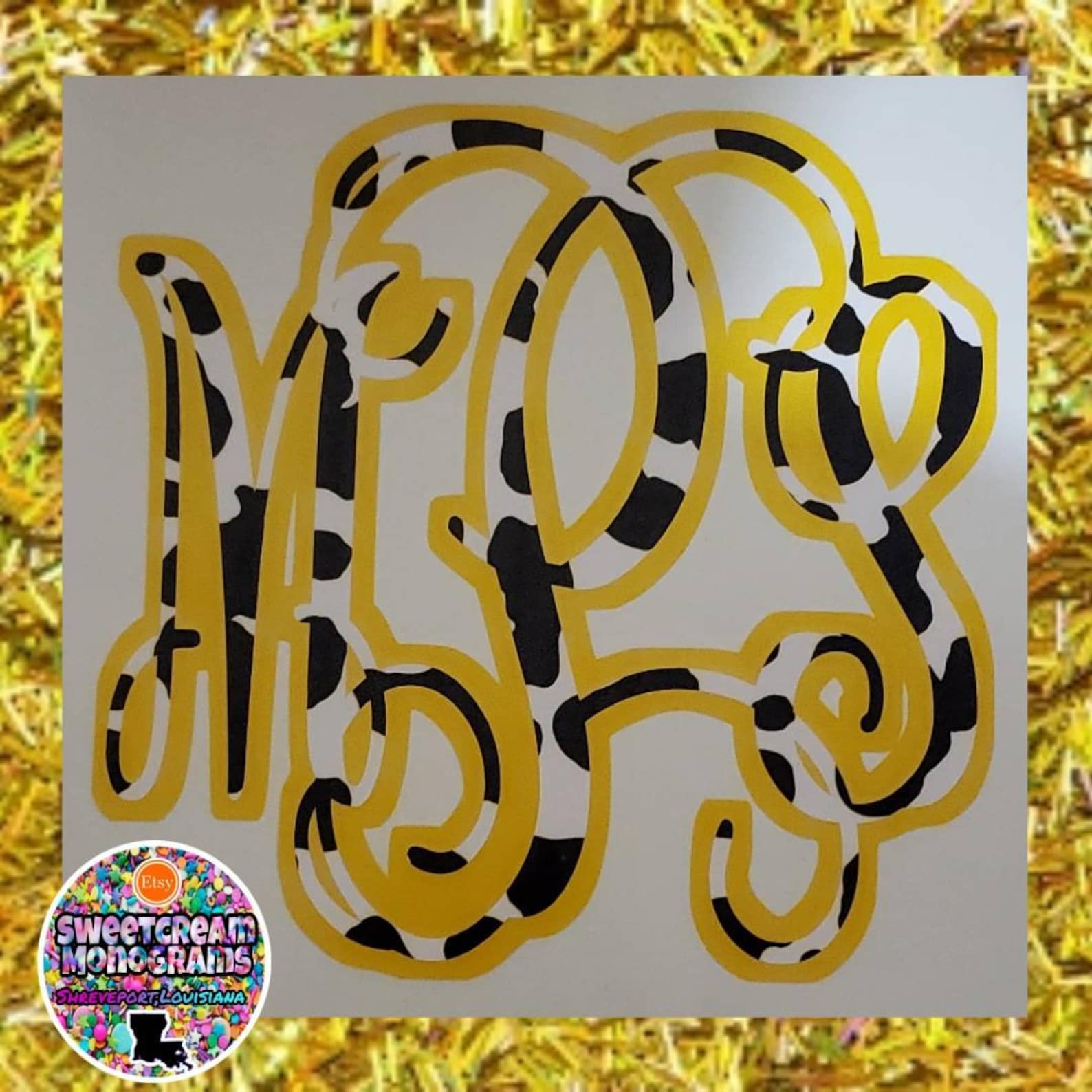 Cow Print Monogram Car Decalcow Spots Monogram Car - Etsy