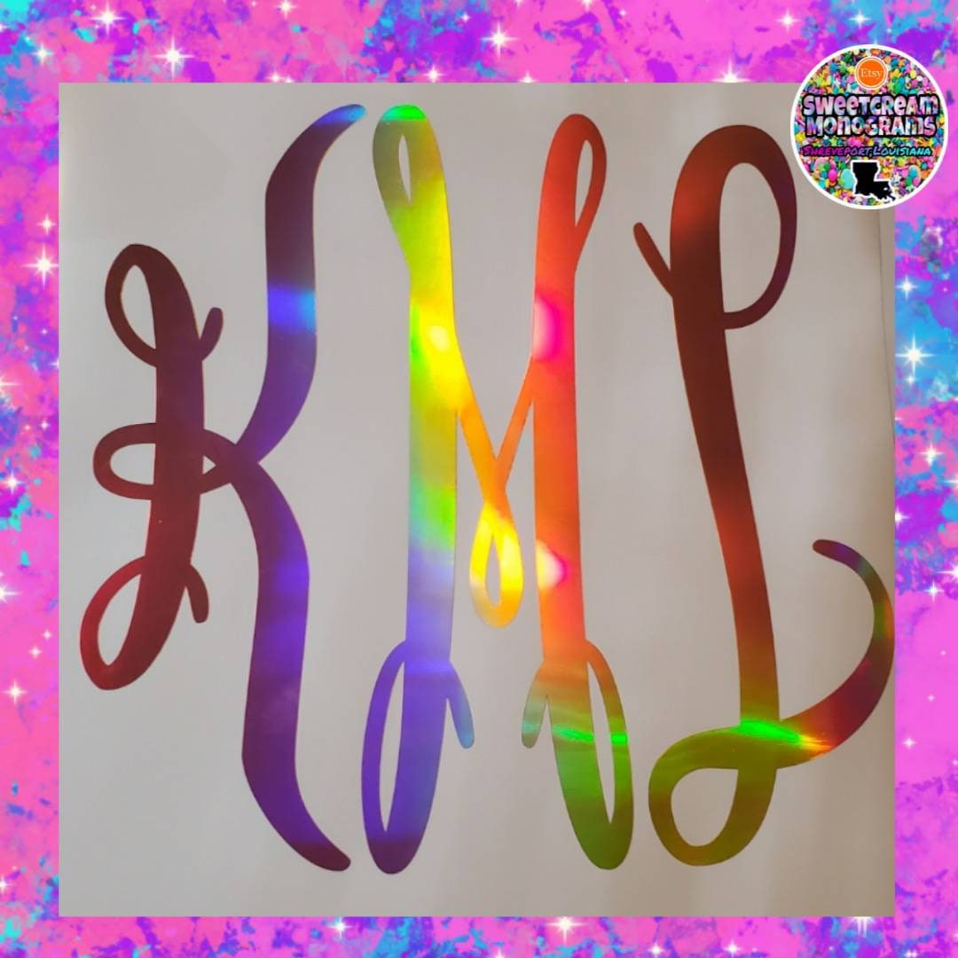 Holographic Monogram Decal: Personalized Car, Laptop, Tumbler Sticker ...
