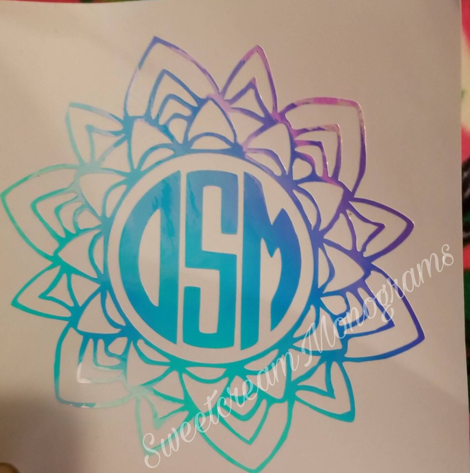 Holographic Changing Color Mandala Monogram Decal Perfect for | Etsy