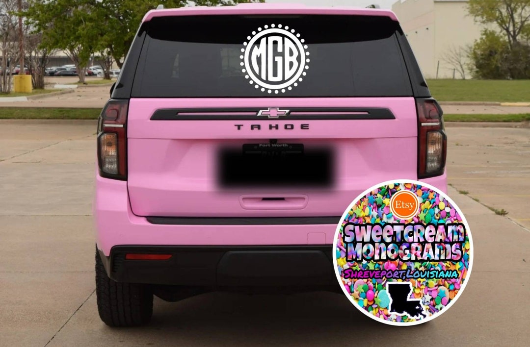 Circle Monogram Car Decal: Custom Vinyl Window Sticker - Etsy