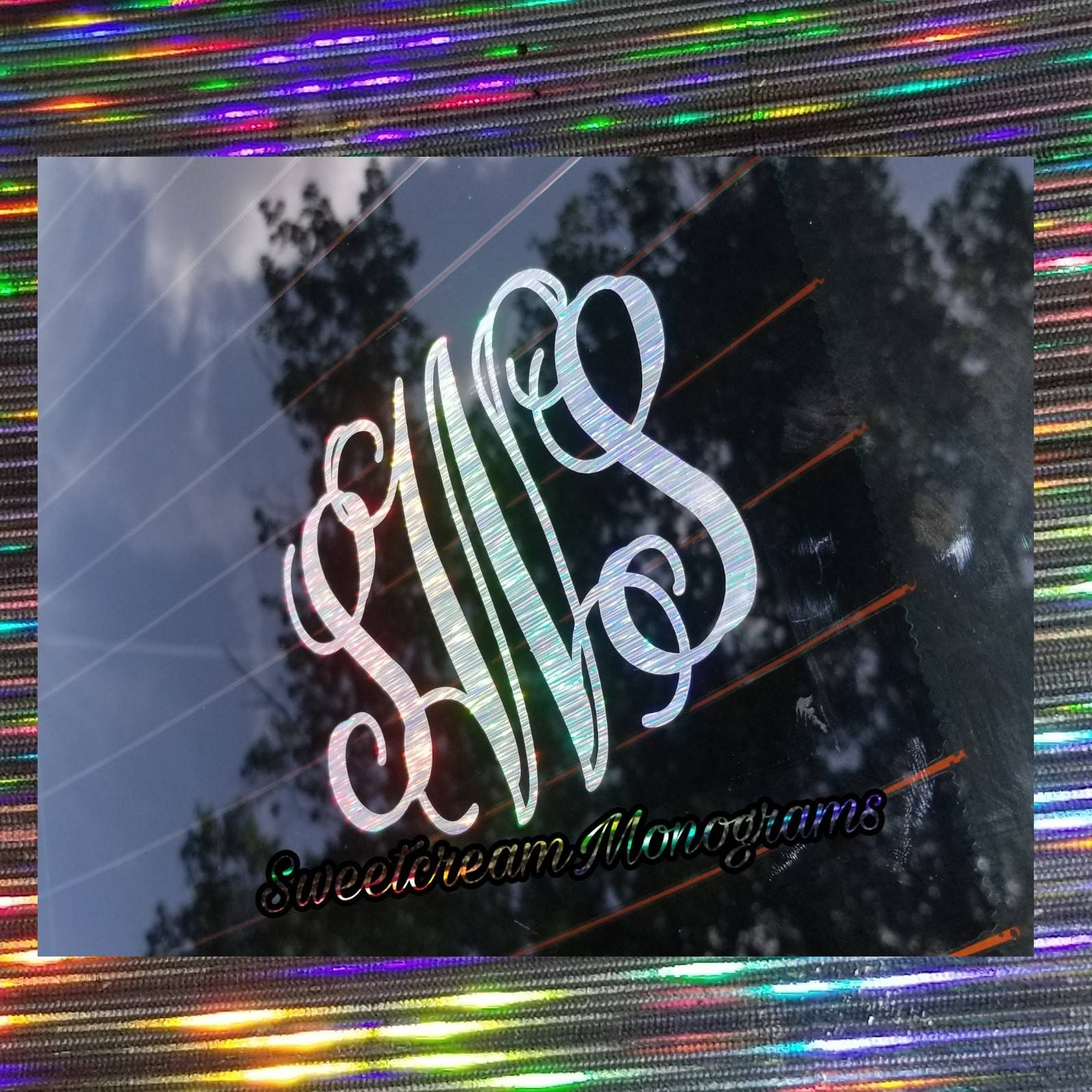 Holographic Monogram Car Decallaptop | Etsy