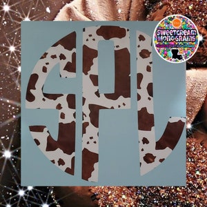 Cow Hide Monogram Car Decal|cow Print Monogram|cow Hide Sticker for Cup ...