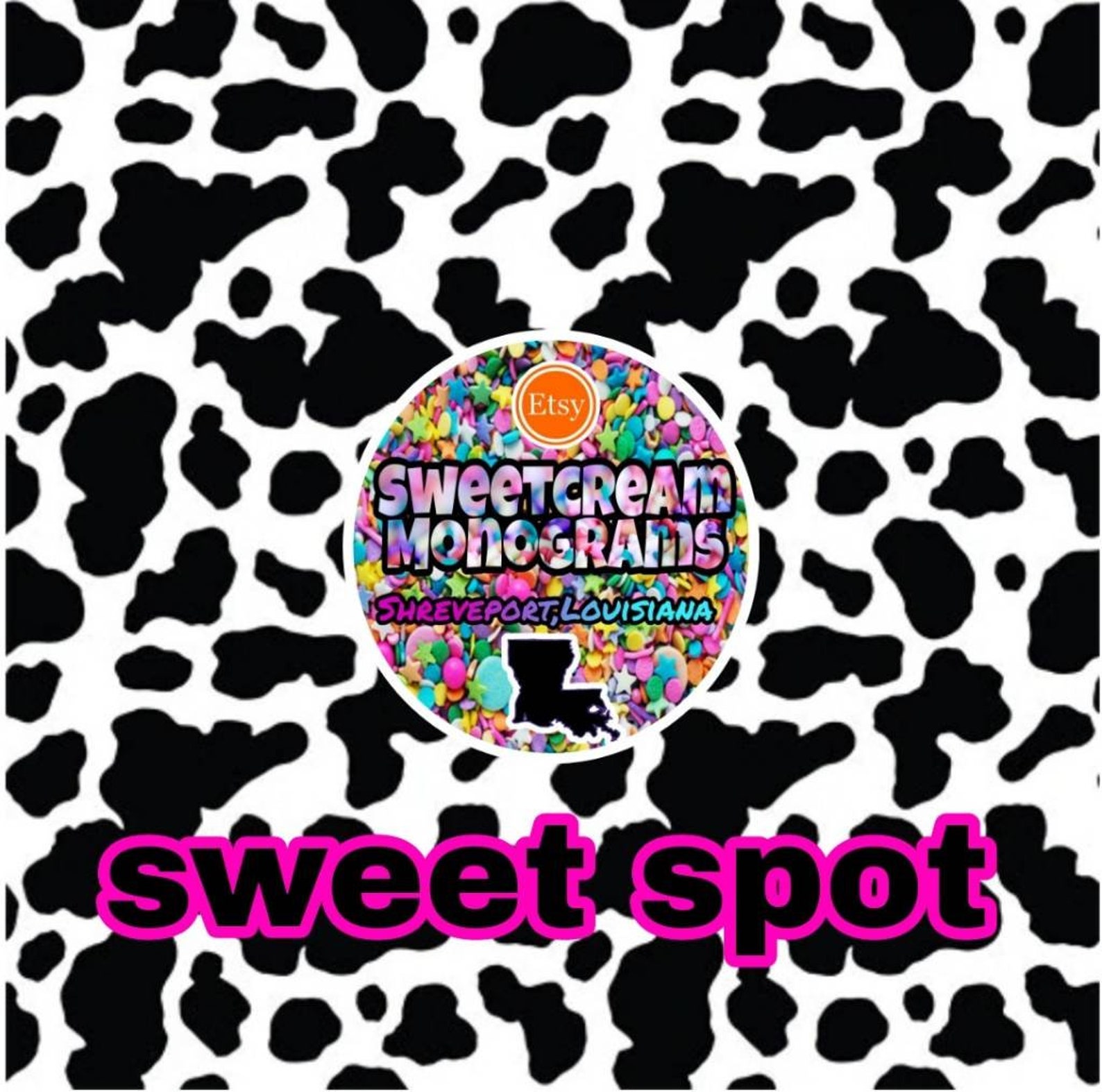 Cow Print Monogram Car Decalcow Spots Monogram Car - Etsy