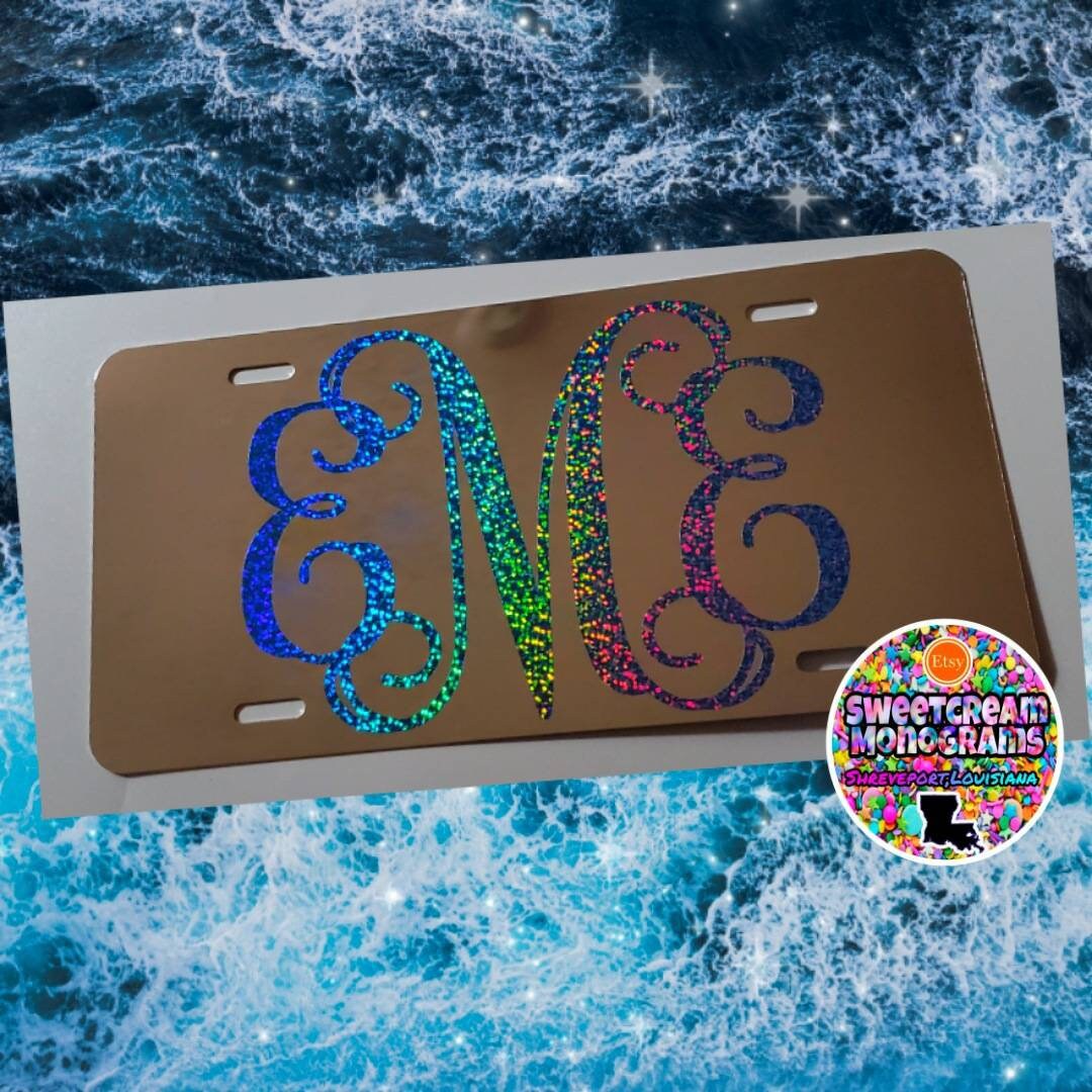 Holographic Monogram License Plate | Color Shift Car Tag - Etsy