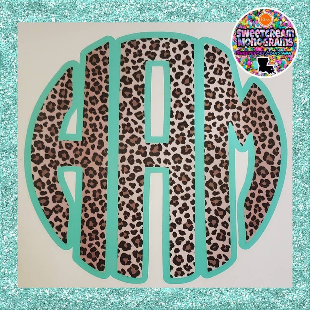 Leopard Vinyl Monogram Car Decalleopard Print Decal for - Etsy