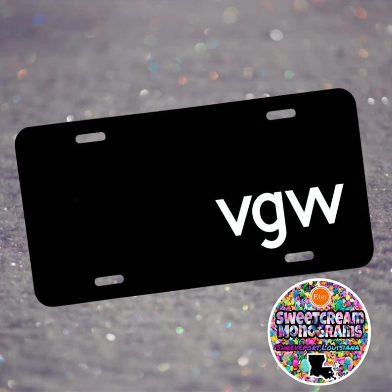Monogram Car License Plate: Simple Aluminum Plate Tag - Etsy