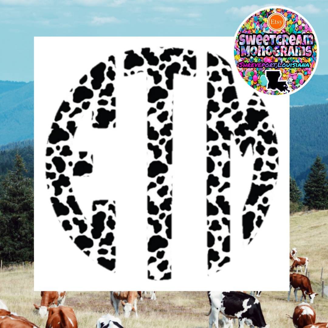 Cow Print Monogram Car Decal: Livestock Car Sticker - Etsy