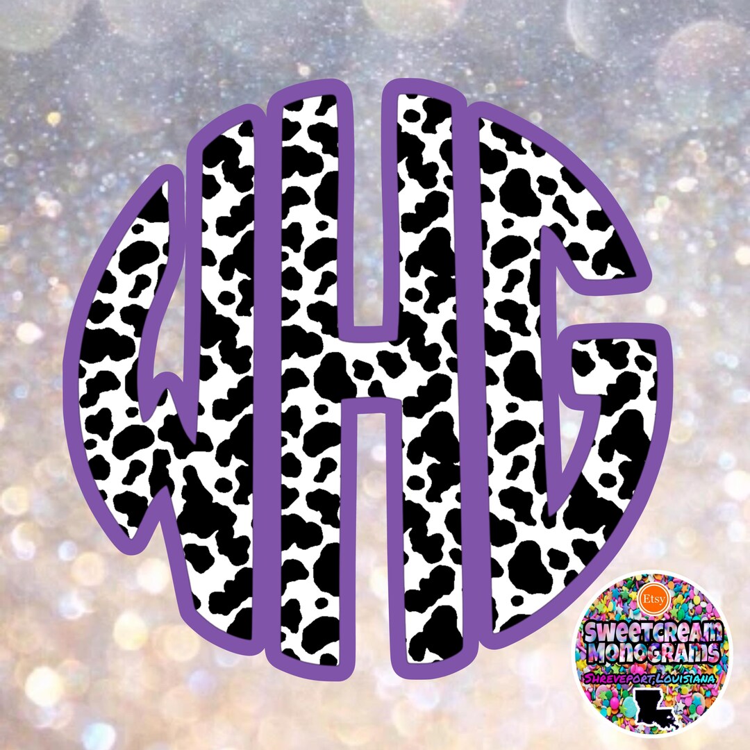 Cow Print Monogram Car Sticker|black and White Cow Print Car Decals|new ...