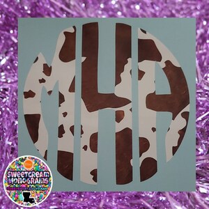 Cow Hide Monogram Car Decal|cow Print Monogram|cow Hide Sticker for Cup ...