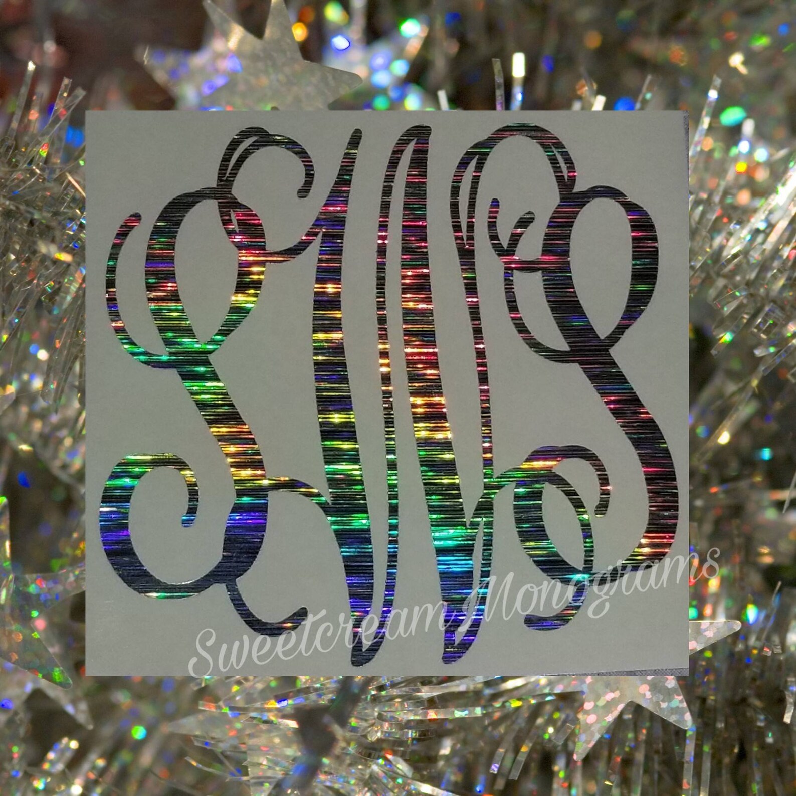 Holographic Monogram Decal | Waterproof Car & Laptop Sticker - Etsy
