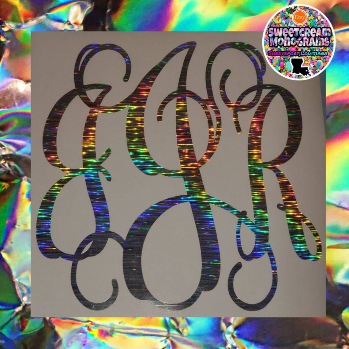 Holographic Monogram Decal | Waterproof Car & Laptop Sticker - Etsy