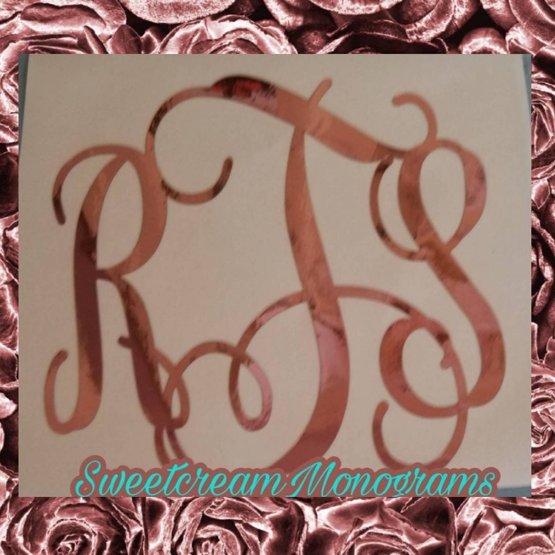 Rose Gold Monogram DecalMonogrammed car stickerRose Gold | Etsy