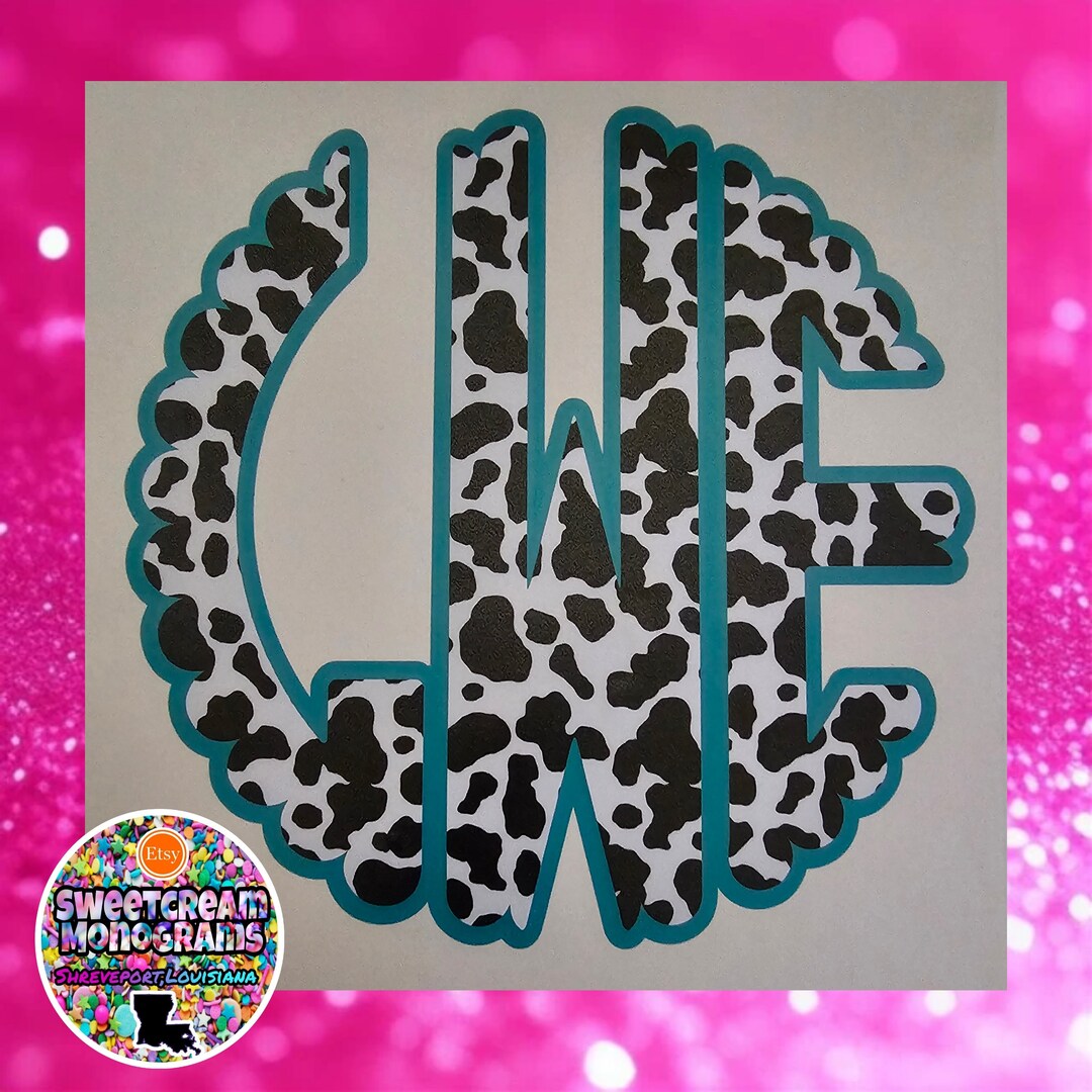 Cow Inspired Monogram Car Decal|new Car Monogram| Car Sticker|animal ...