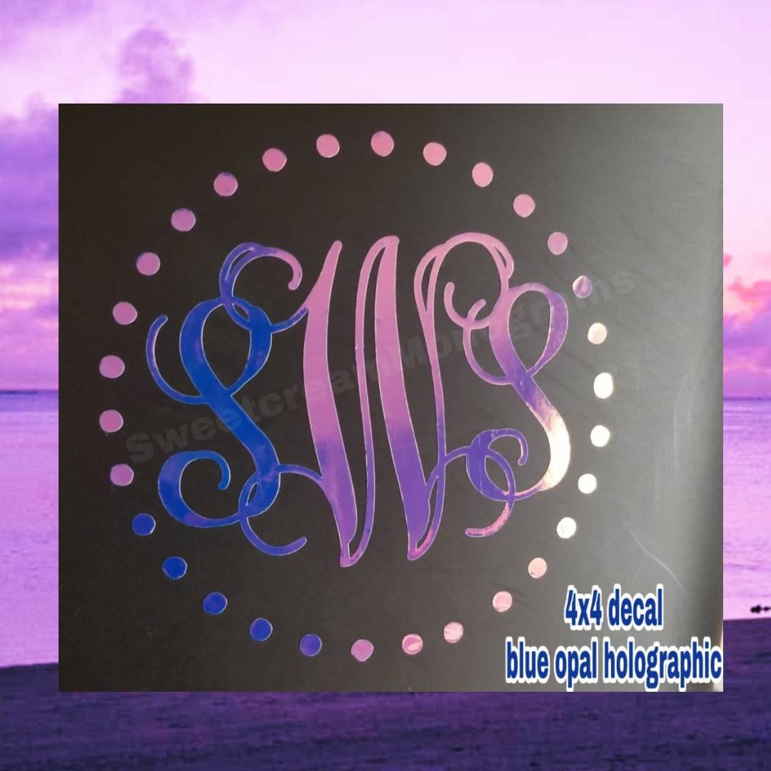 Holographic Dot Circle Monogram Decal | Car, Laptop, YETI - Etsy