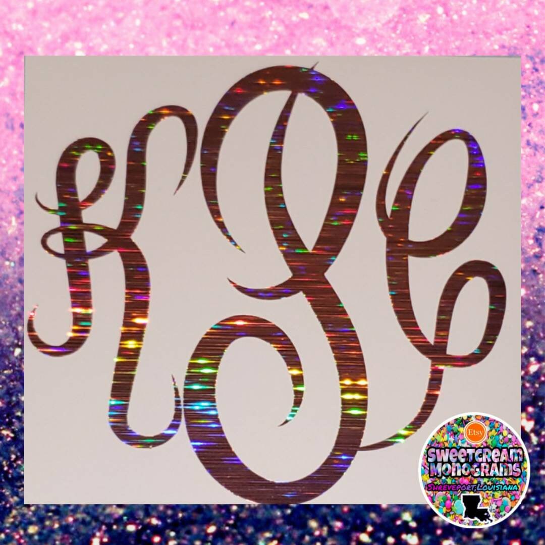 Rose Gold Holographic Monogram Decal: Car Laptop Decal - Etsy