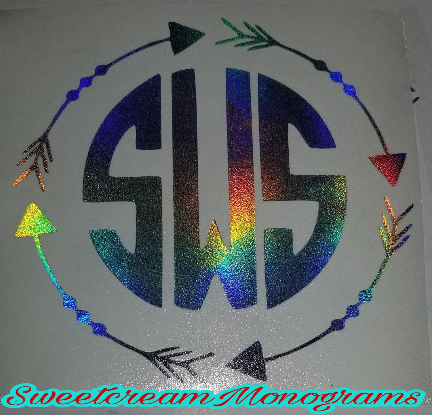 Holographic Changing Color Arrow Monogram Decal Windshield for - Etsy