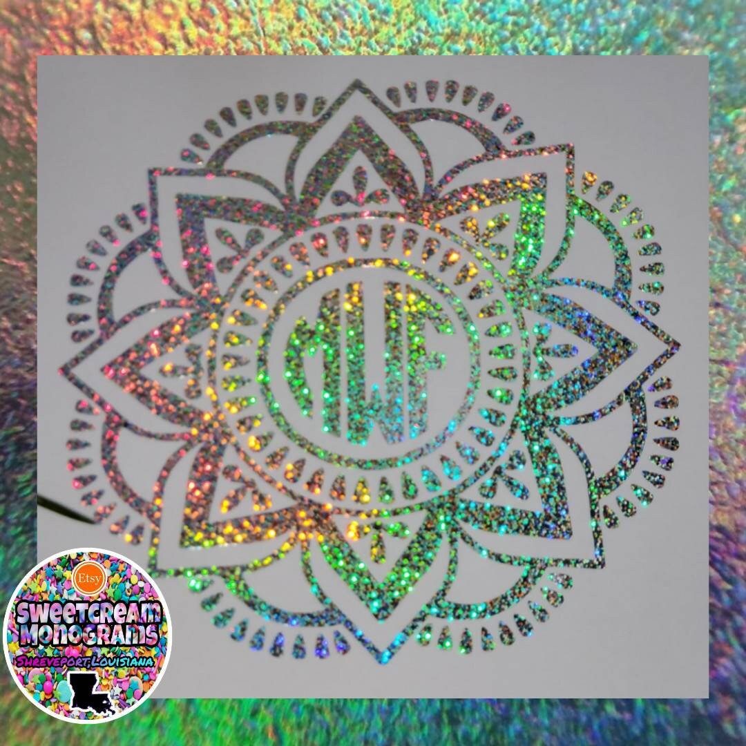Bling Mandala Monogram Car Decal|monogram Car Decal|mandala Flower Car ...