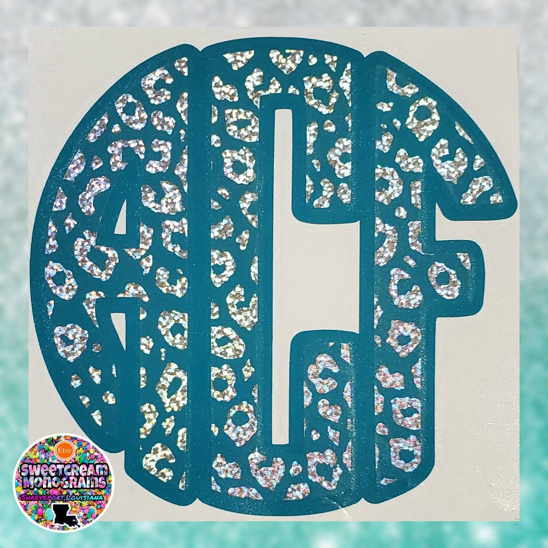 Leopard Monogram Car Sticker|leopard Monogram Laptop Decal|monogram ...