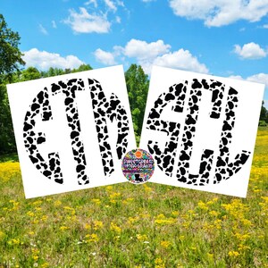 Cow Print Monogram Car Decal|livestock Car Sticker|animal Print ...
