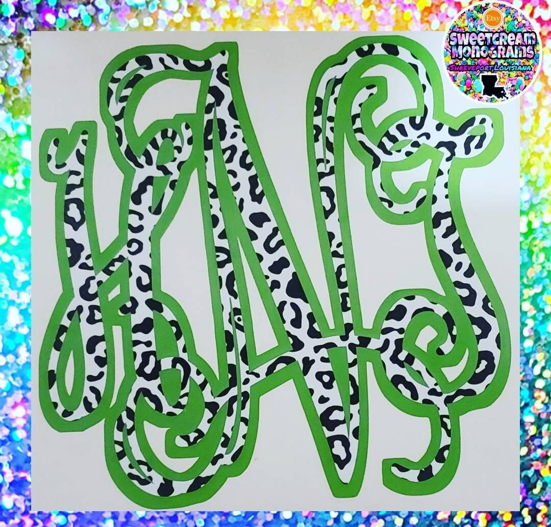 Leopard Print Monogram Car Decal: Snow Leopard Vinyl - Etsy