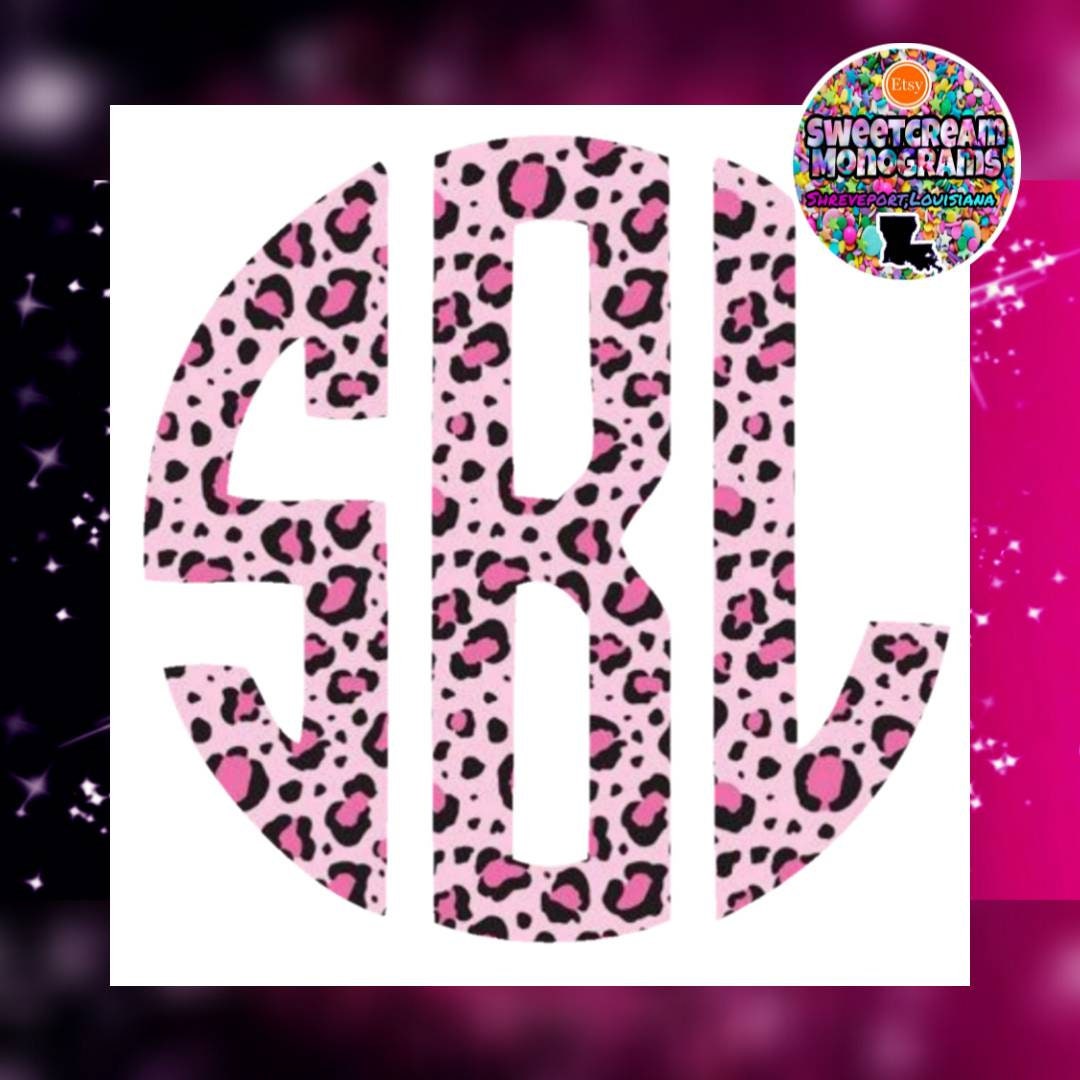 Pink Leopard Print Monogram Decal - Car, Laptop Sticker - Etsy