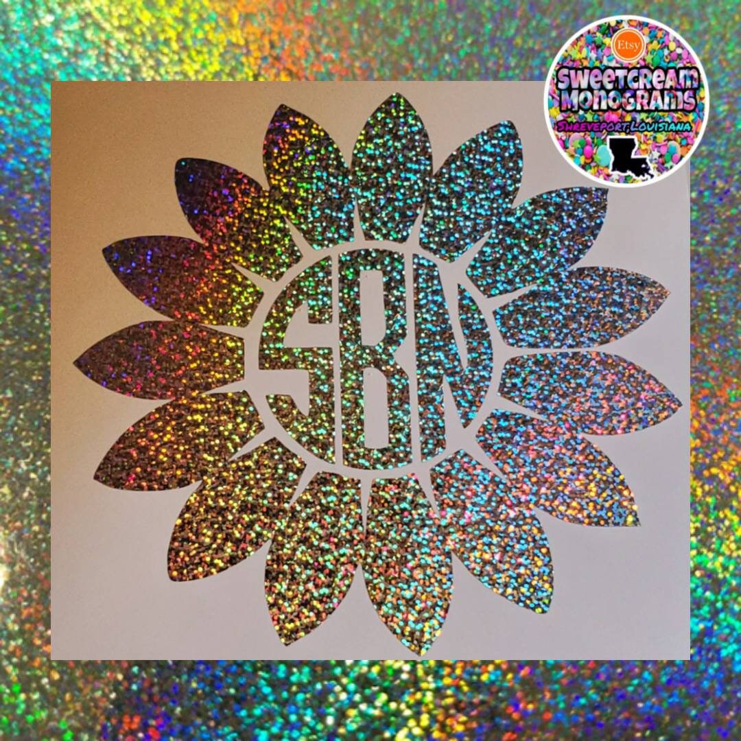 Holographic Sunflower Monogram Car Decal|hologram Sunflower Monogram ...