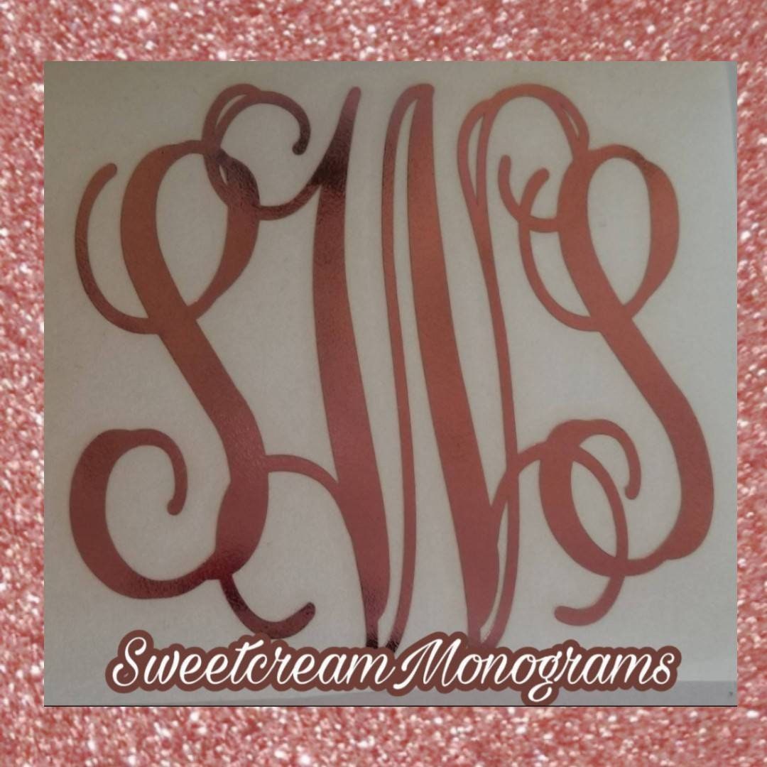 Rose Gold Monogram DecalMonogrammed car stickerRose Gold | Etsy