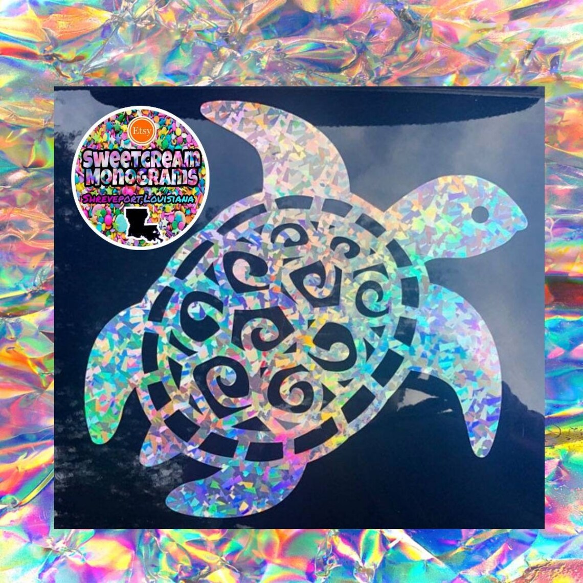Sea Turtle Car Decalsea Turtle Car Stickerholographic Sea - Etsy