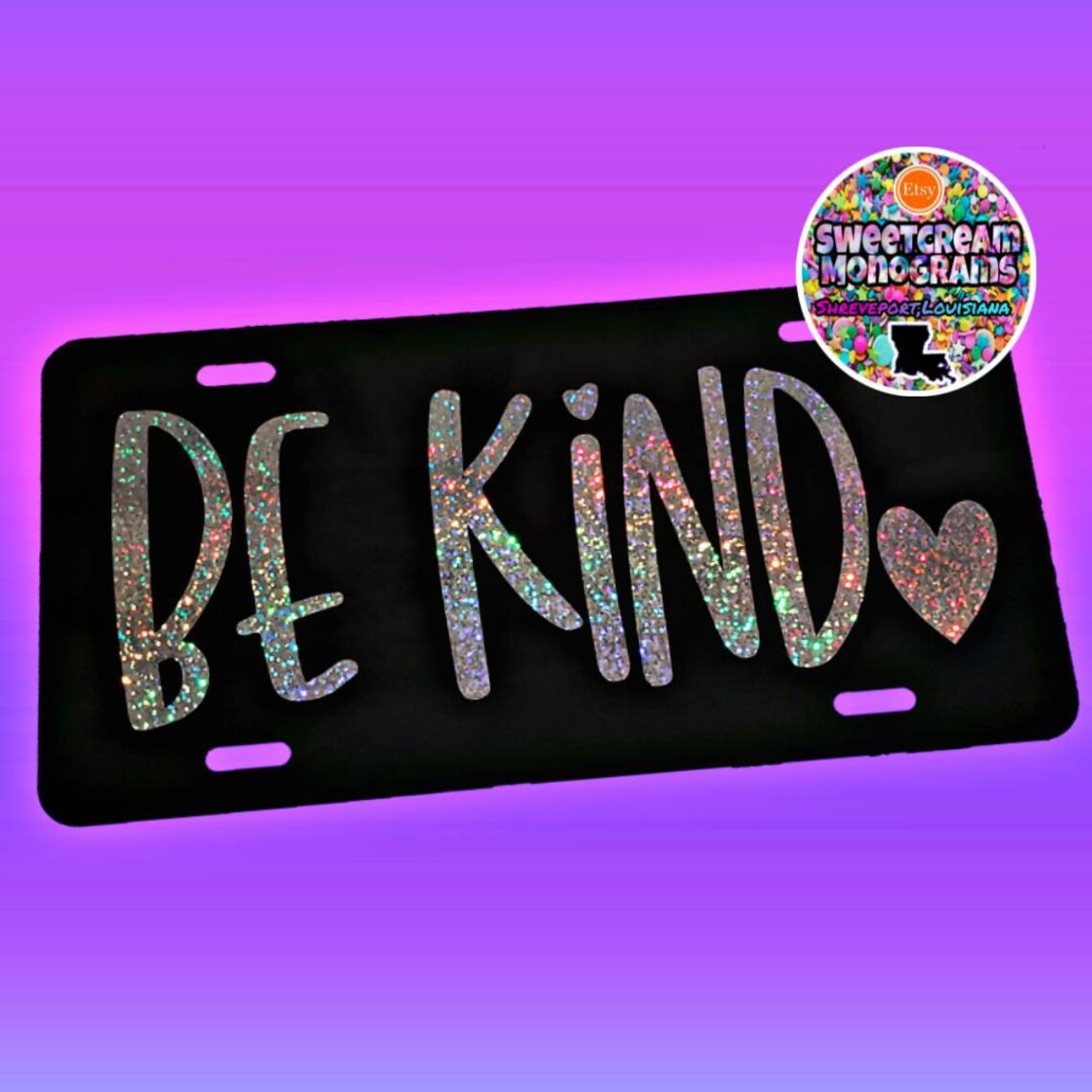 Be KIND License Plateglitter Be Kind License Tagbe Kindnew - Etsy
