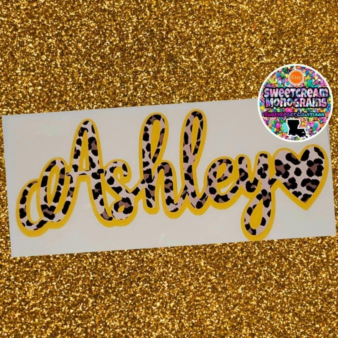 Leopard Print Name Decal: Animal Print Car Monogram - Etsy
