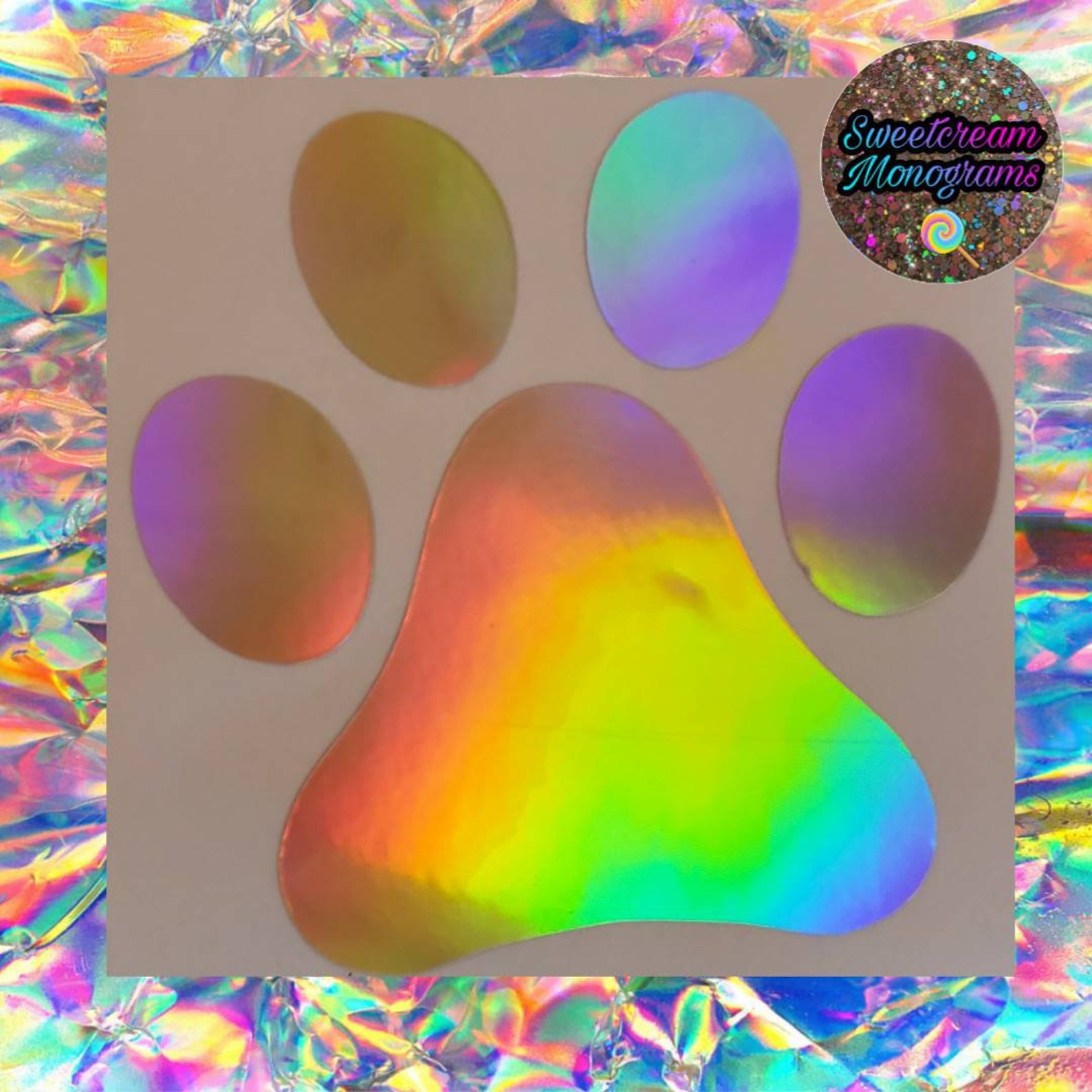 Holographic Dog Paw Decal: Vinyl Car Sticker - Etsy