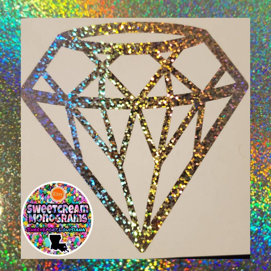 Glitter Diamond Car Decal: Blingy Holographic Sticker - Etsy