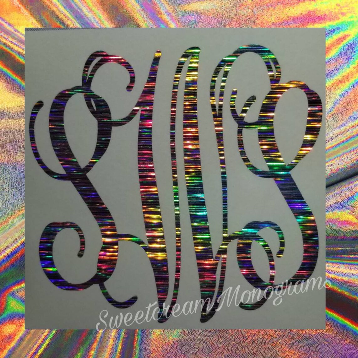 Holographic Monogram Decal | Waterproof Car & Laptop Sticker - Etsy