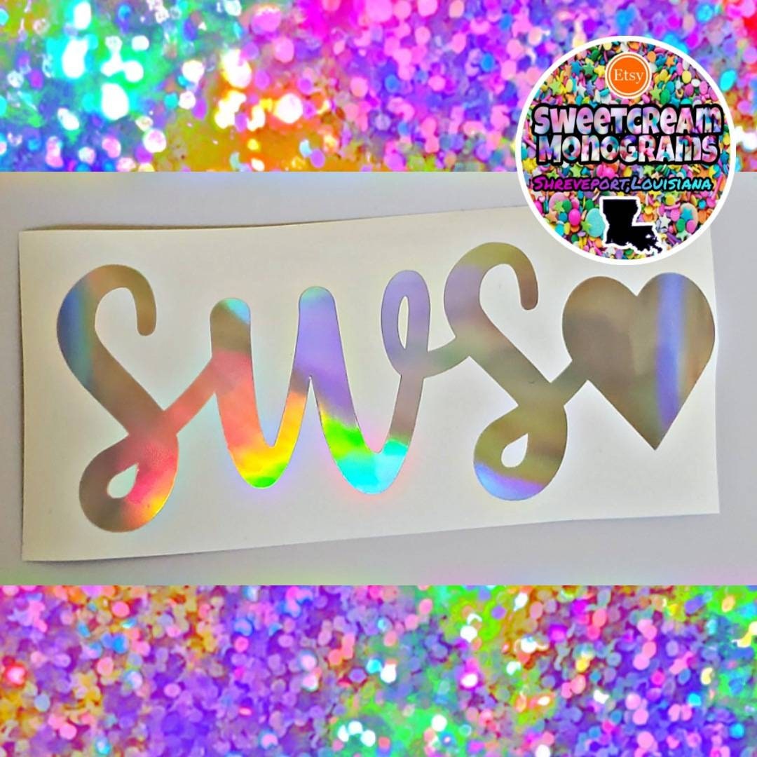 Holographic Monogram Car Decal: Custom Laptop Sticker - Etsy