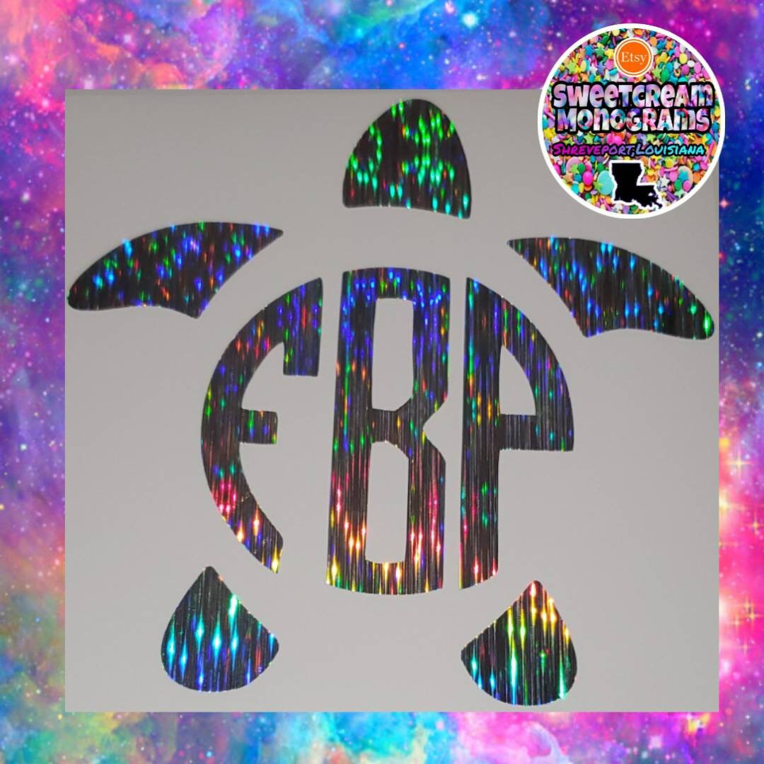 Monogram Sea Turtle Car Decal|monogram Turtle Car Sticker|holographic ...