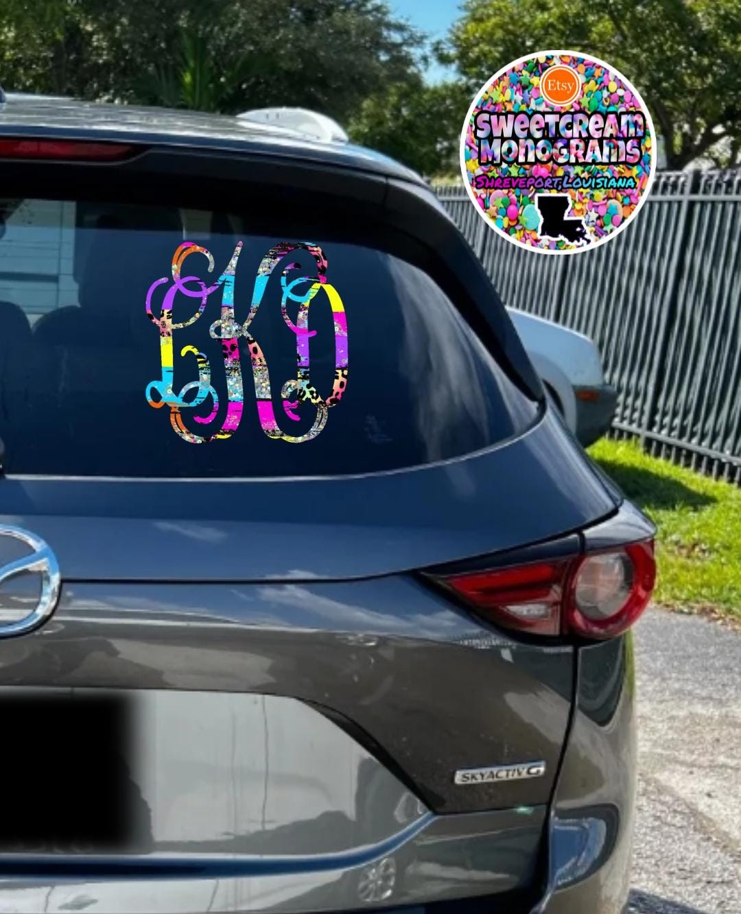 Colorful Leopard Monogram Car Decal|leopard Print Pattern Monogram for ...