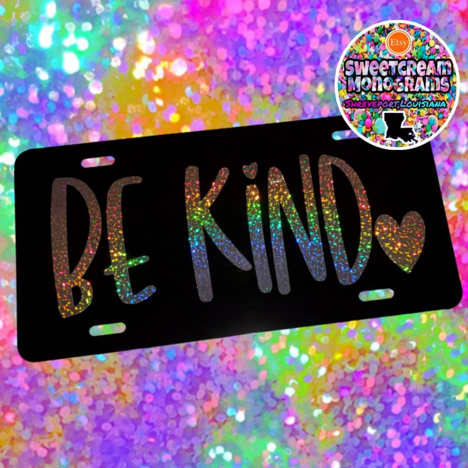 Glitter 'be Kind' License Plate - Aluminum Car Tag - Etsy