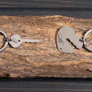 Custom Couple Keychain Couple Keychain Set Key and Heart - Etsy